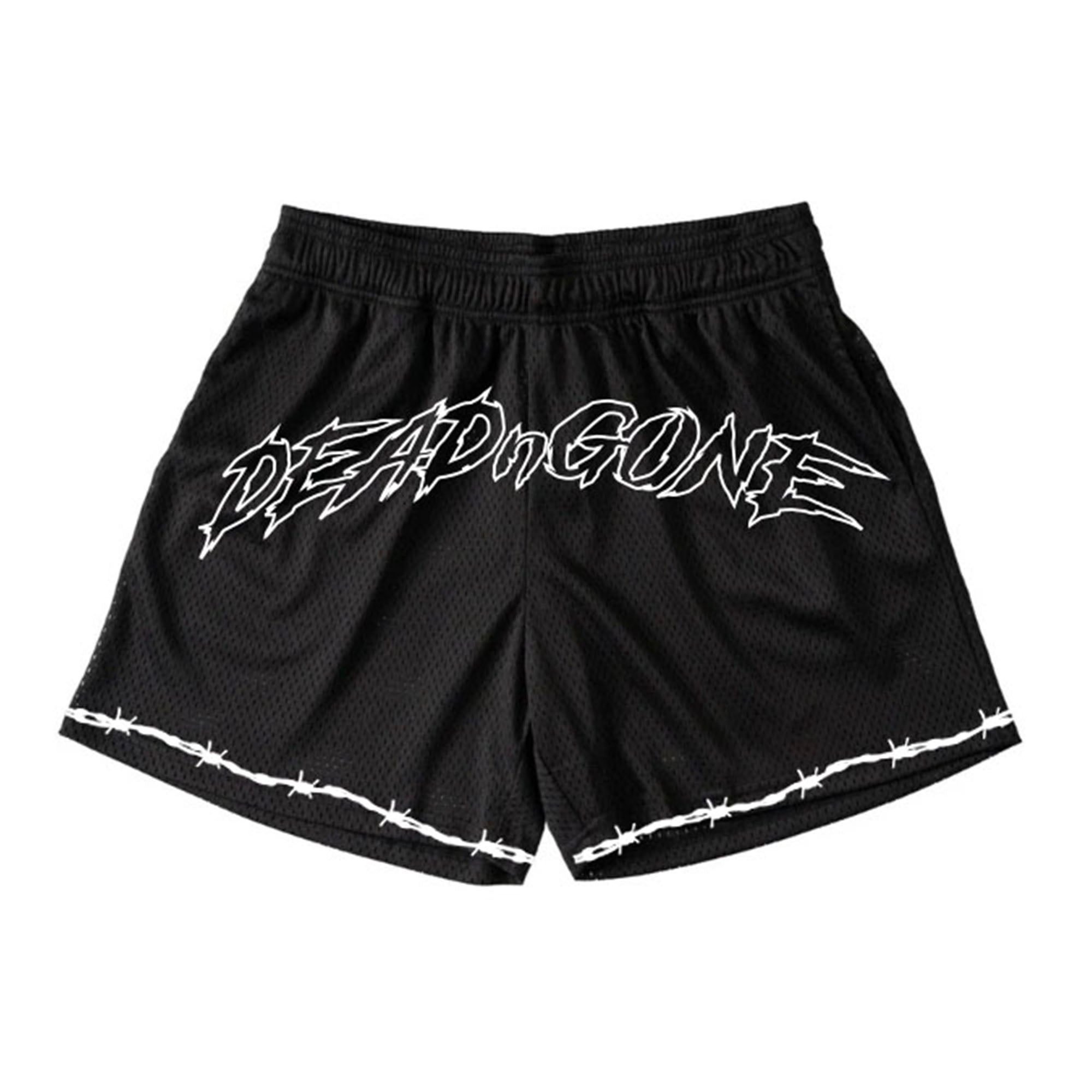 BLACK "BARBED WIRE" MESH SHORTS – deadngone.co